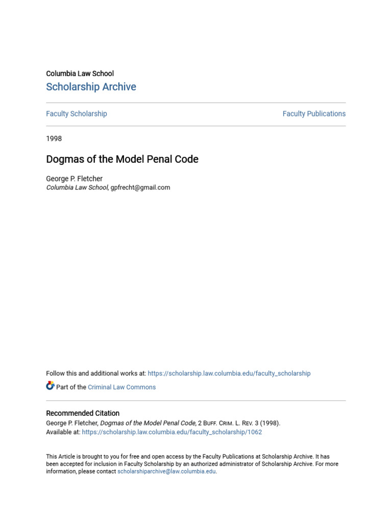 Dogmas of The Model Penal Code | Download Free PDF | Criminal Law | Crimes