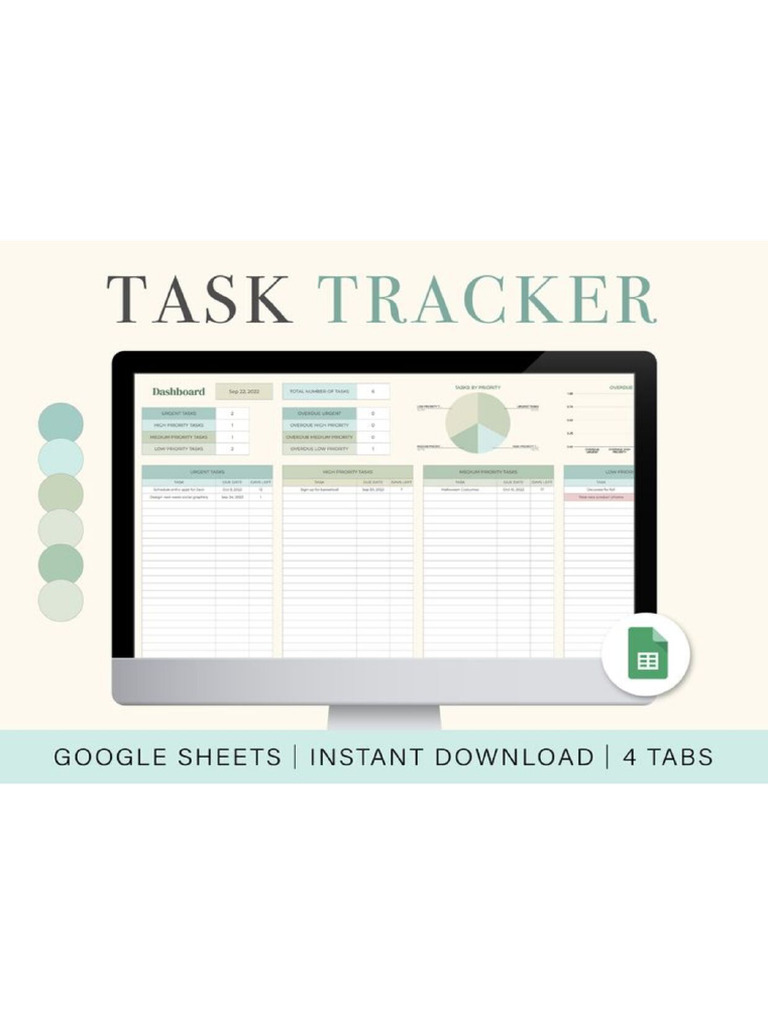 Task Tracking Spreadsheet - Task Planner - Digital To Do List - Google ...