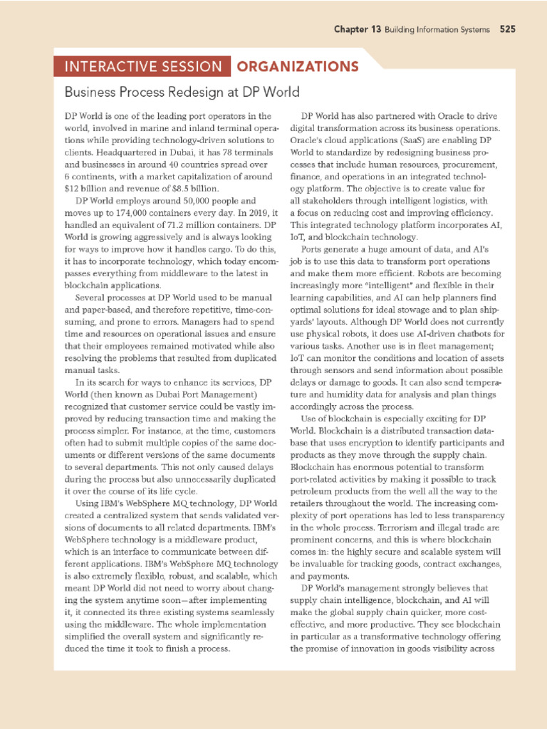 MIS HW07 CH13 Business Process Redesign | PDF