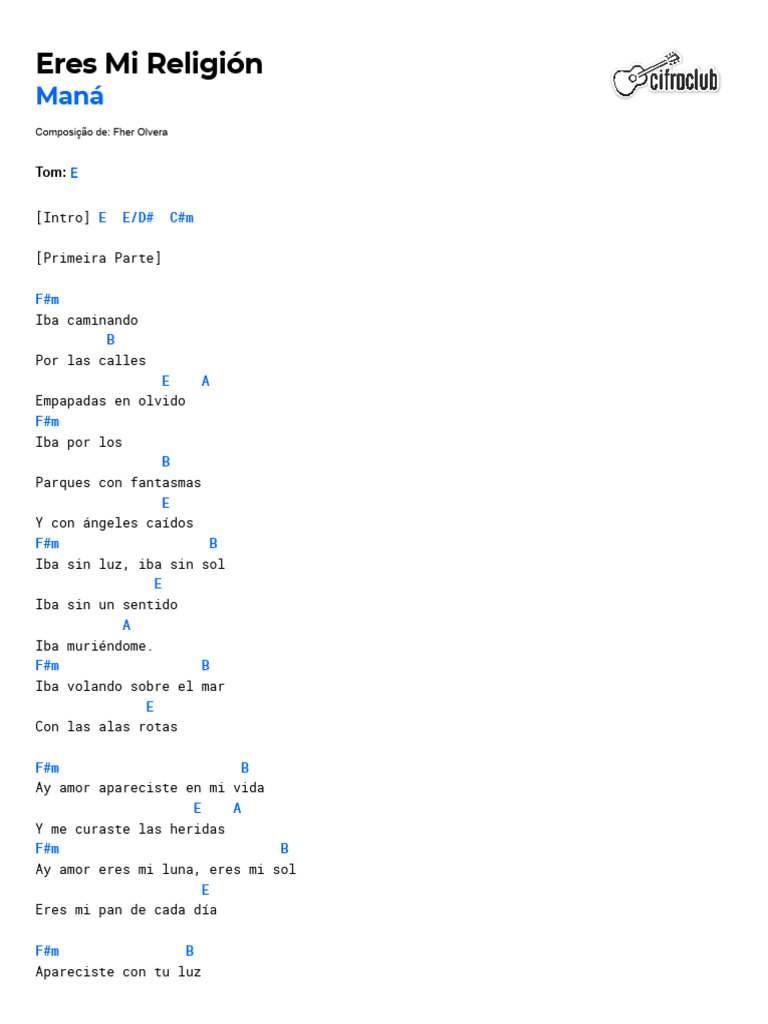 Cifra Club - Maná - Eres Mi Religión | PDF