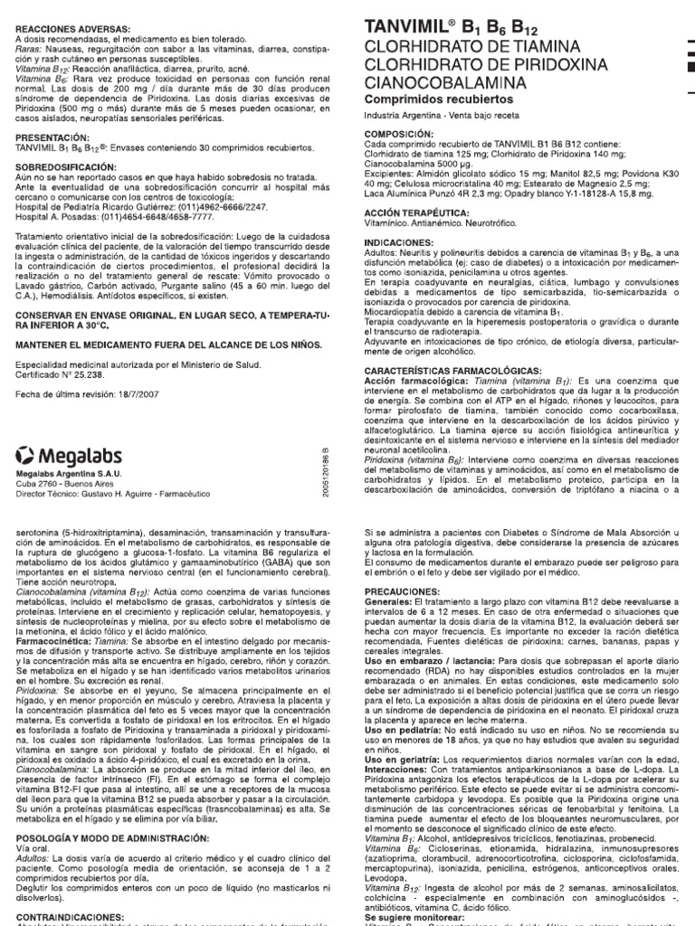 Tanvimil b1 b6 b12 | PDF