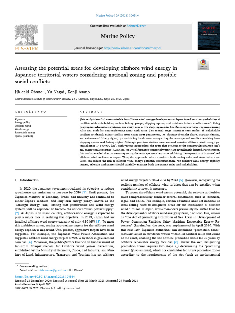 Assessing The Potential Areas For Developing Offshore Wind Energy ...