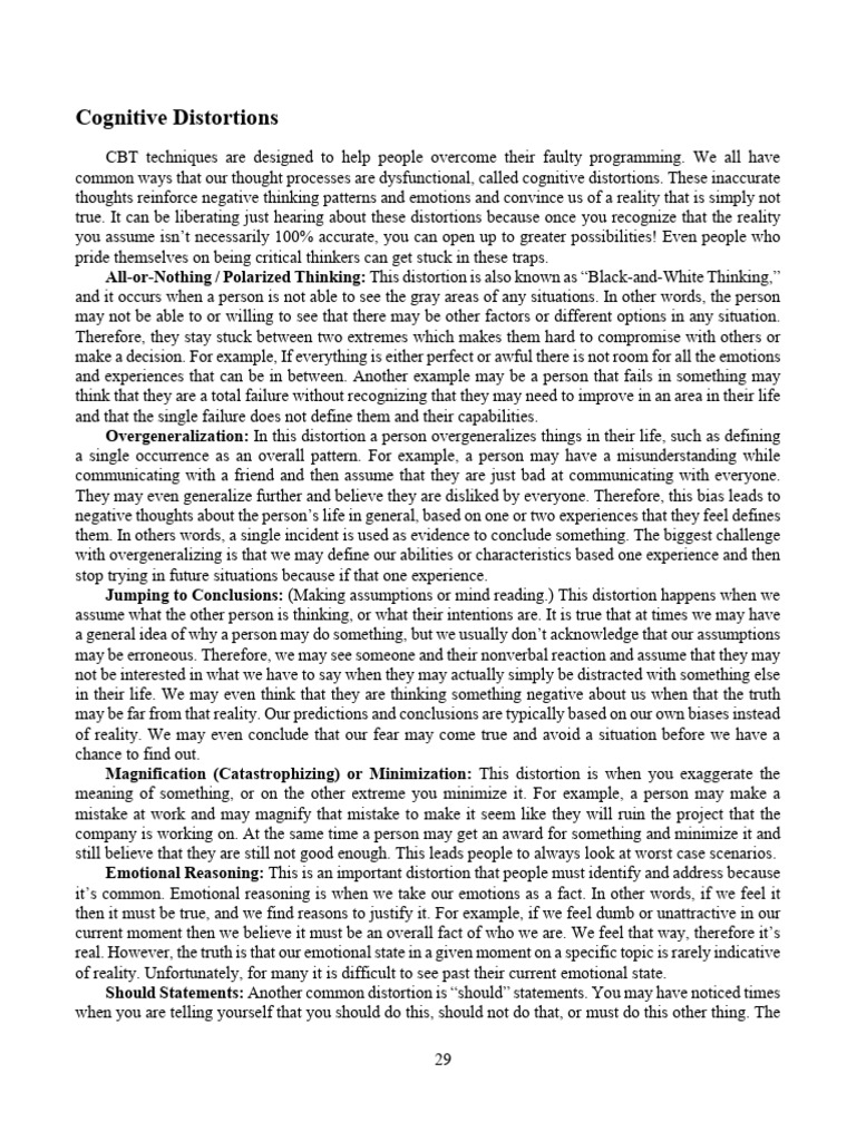 Cognitive Distortions | PDF | Human Communication | Metaphysics Of Mind