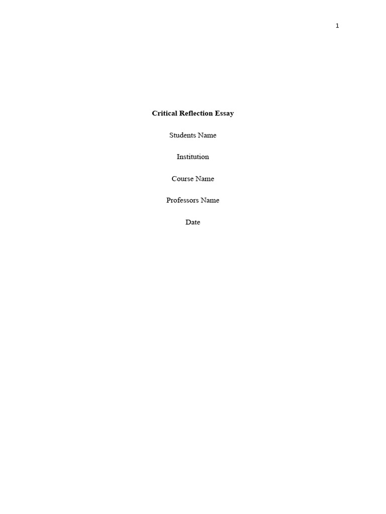 Critical Reflection Essay | Download Free PDF | Empathy | Prejudices