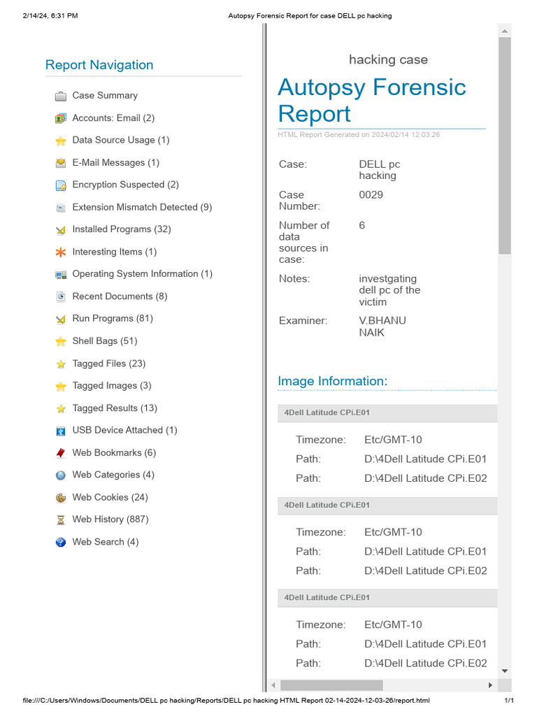Autopsy Forensic Report For Case DELL PC Hacking | Download Free PDF | World Wide Web | Internet ...