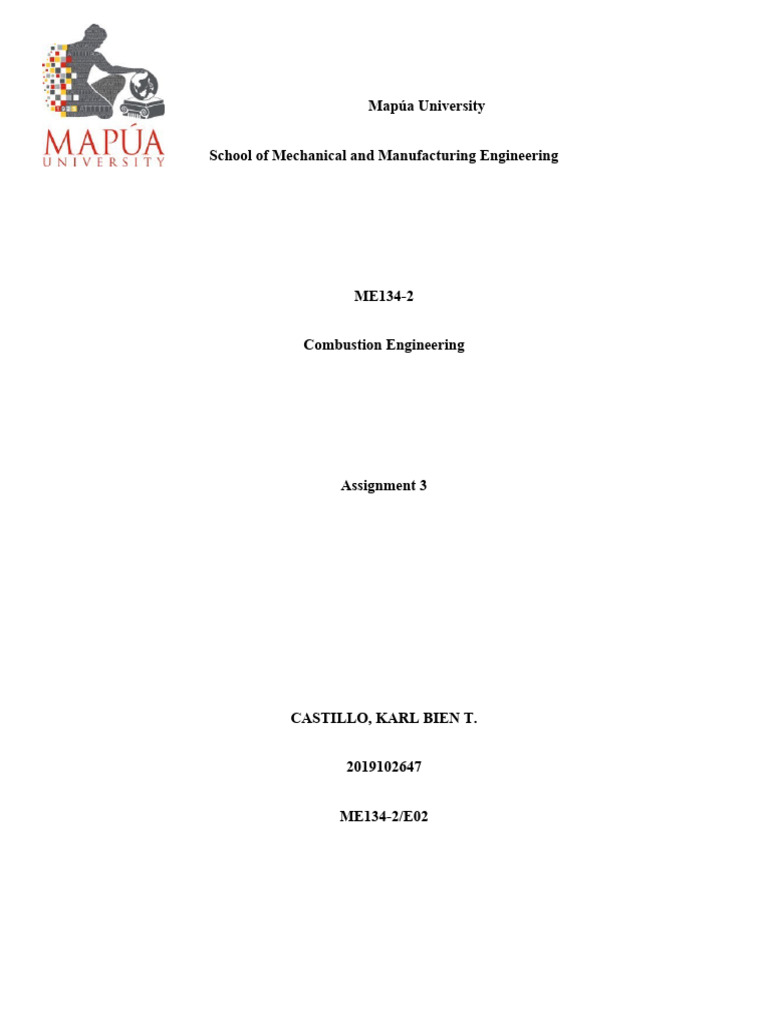 Me134-2 - Assignment 3 - Castillo | PDF | Internal Combustion Engine | Diesel Engine
