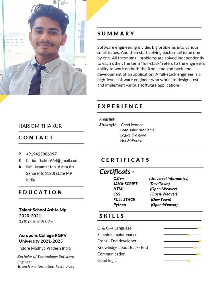 Black Minimalist Structural Engineer Resume Pdf