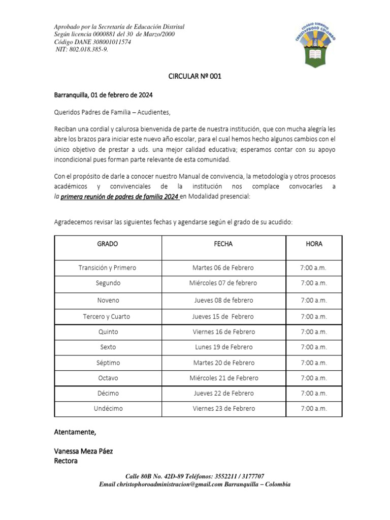 Circular #001 - 2024 | PDF