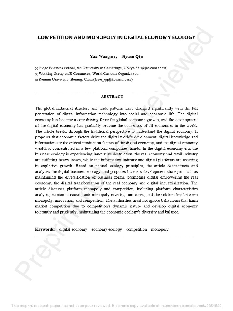 SSRN Id3854529 | PDF | Information | Ecosystem