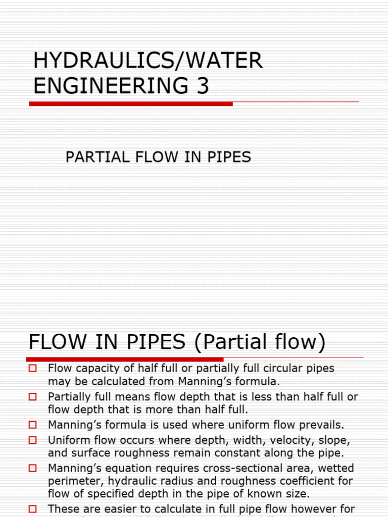 Partial Flow in Pipes | PDF | Chemical Engineering | Physics