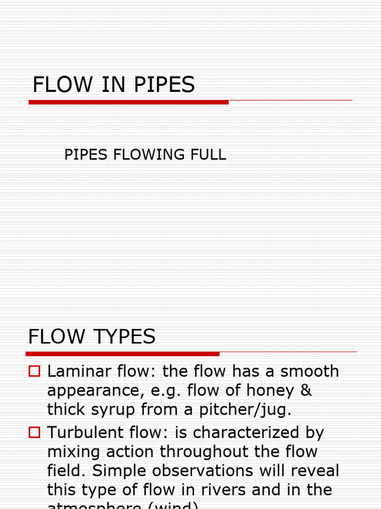Flow in Pipes | PDF | Reynolds Number | Building Materials