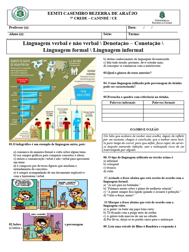 Linguagem Verbal e Não Verbal I 2b | PDF