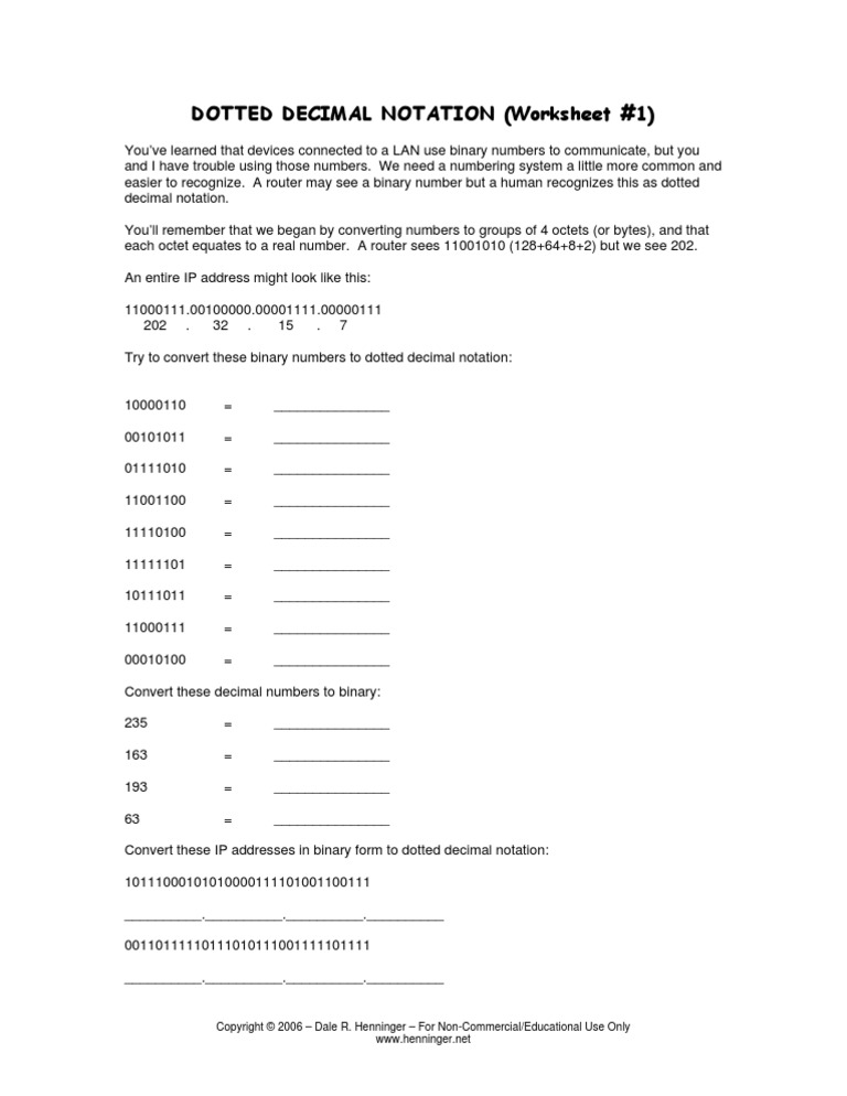 Dotted Decimal Notation1 | PDF