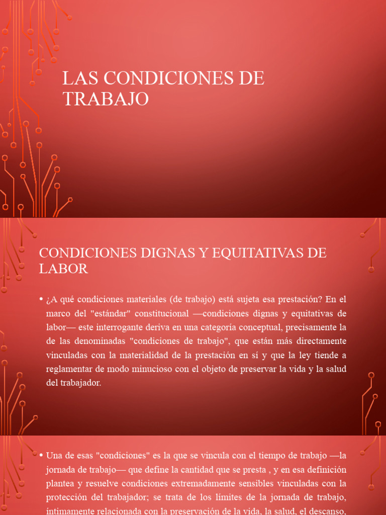Las Condiciones de Trabajo | PDF | Derecho laboral | Seguridad y salud ocupacional