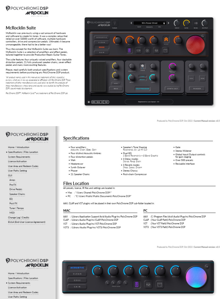 PolyChromeDSP McRocklinSuite Manual | PDF | Equalization (Audio) | Amplifier