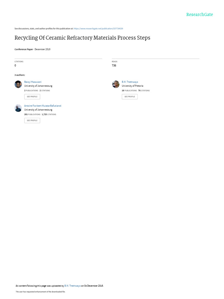 Recycling of Ceramic Refractory Materials Process Steps | PDF ...