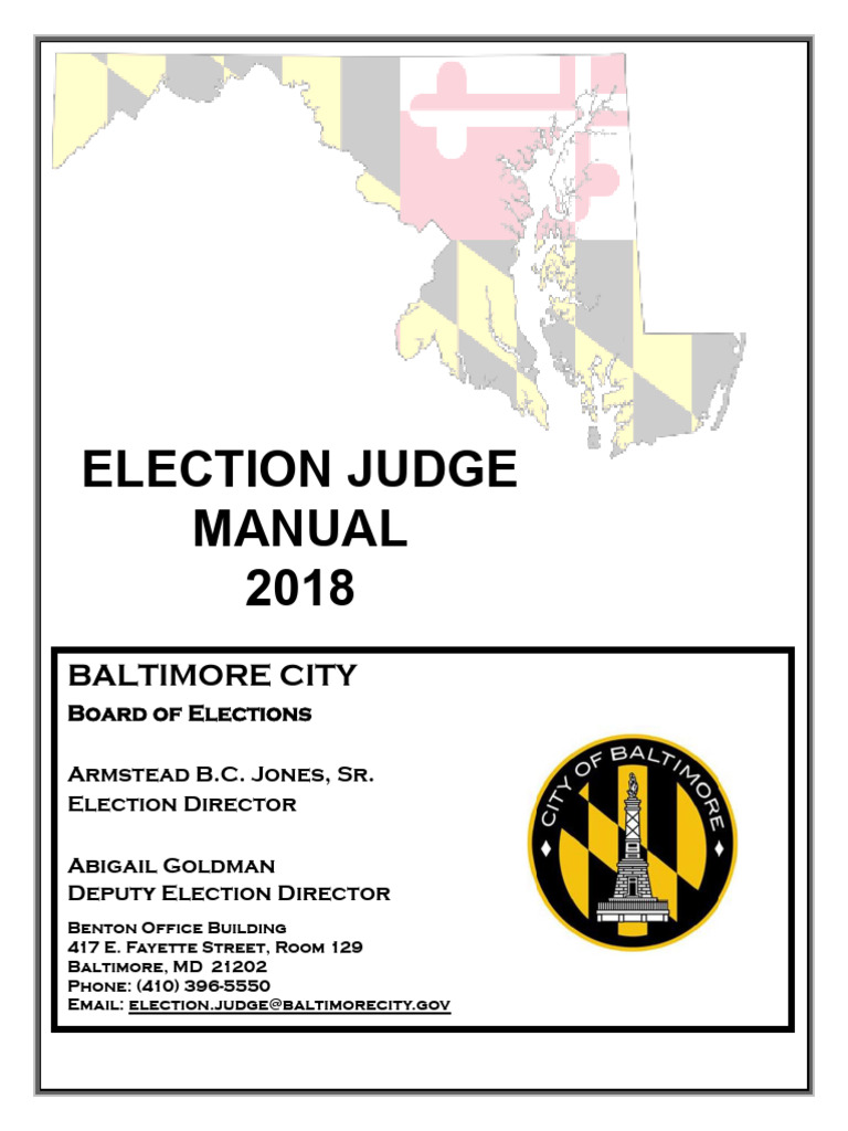 Baltimore City Election Judges Manual 2018 | PDF | Voting | Elections