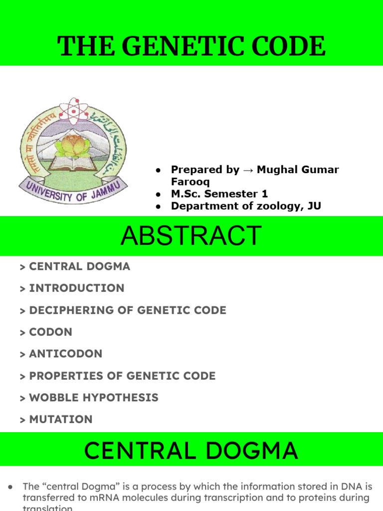 Genetic Code. A Comprehensive Overview. | PDF | Genetic Code ...