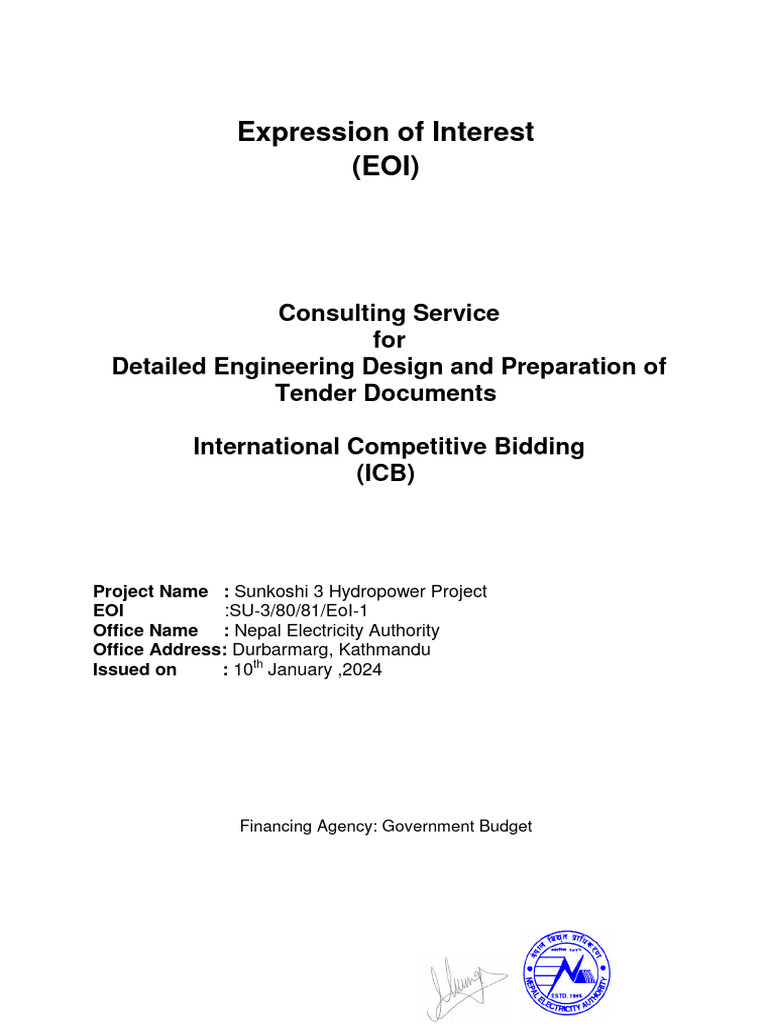To Publish - Sunkoshi 3 COMPLETE EOI DOCUMENT | PDF | Dam | Topography