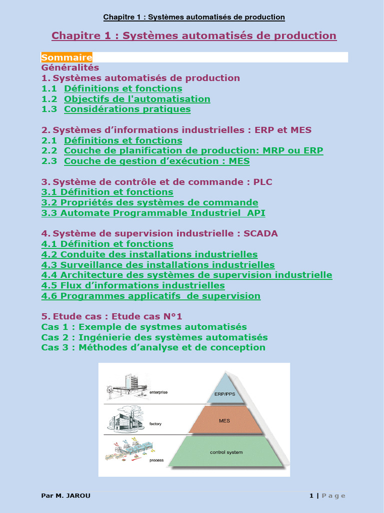 Chapitre 1 Systèmes Automatisés de Production - Diapo | PDF | Progiciel ...