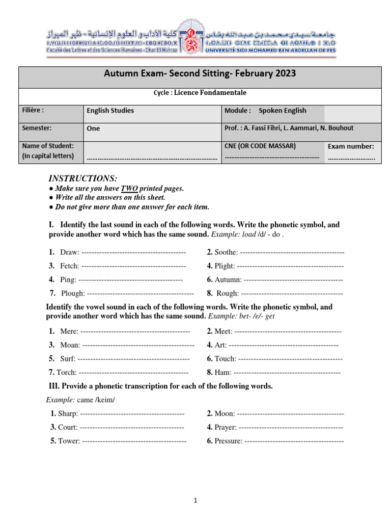 Spoken English Exam - 2023 - Sit 2 - Feb | PDF | Stress (Linguistics ...