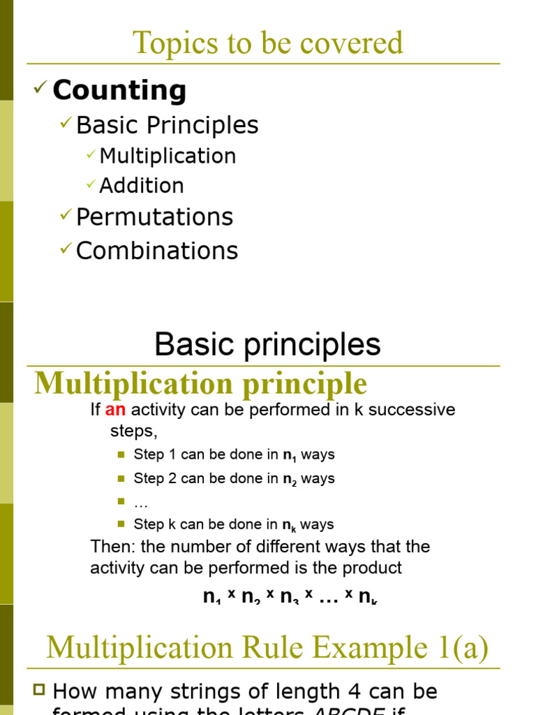Lecture 1a - Permutations and Combinations Final (39 Slides) | PDF