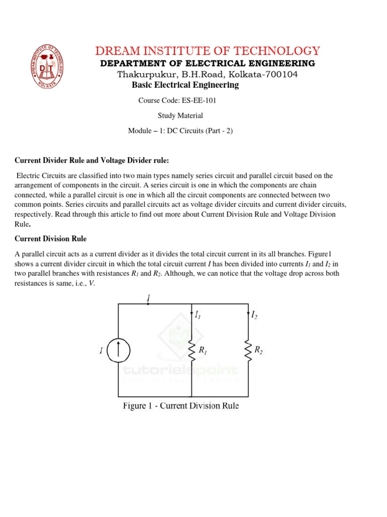 Module 1 DC Circuits (Part - 2) | PDF | Electrical Network | Series And Parallel Circuits