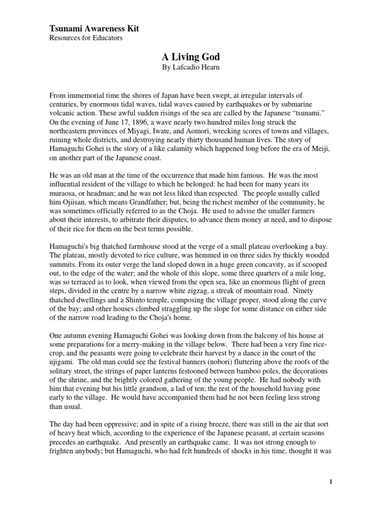 A Living God by Lafcadio Hearn | PDF | Tsunami