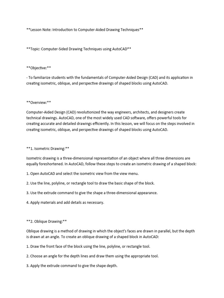 Cad Notes SS2 | PDF | Drawing | Technical Drawing