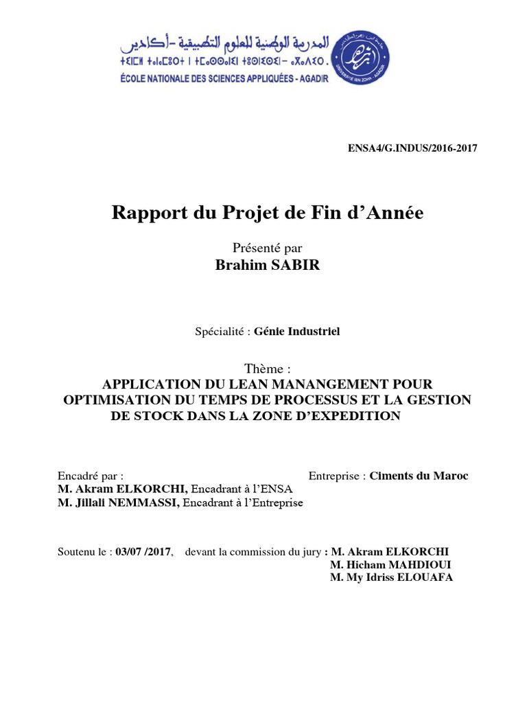 Application Du Lean Management Pour Optimisation Du Temps de Processus Et La Gestion de Stock ...