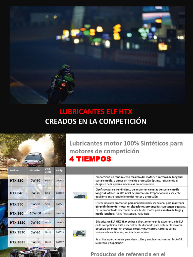 Catalogo-TOTAL - ELF - Competicion-Alta Gama - HTX | PDF | Lubricante ...