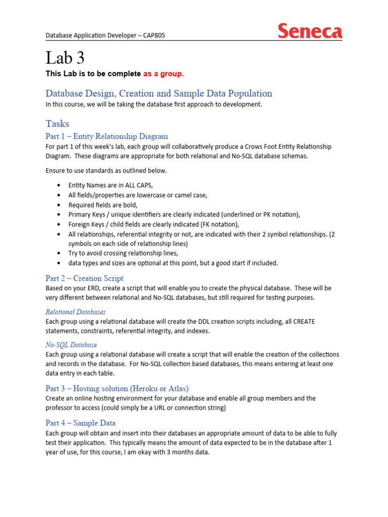 CAP805 Lab3 W22 | Download Free PDF | Relational Database | Databases