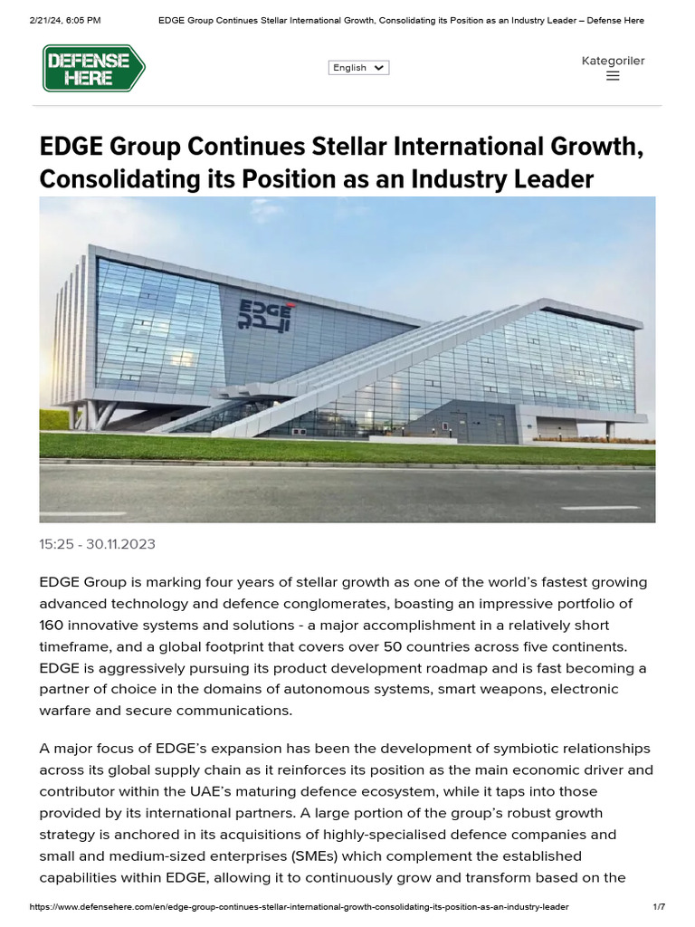 EDGE Group Continues Stellar International Growth, Consolidating Its ...