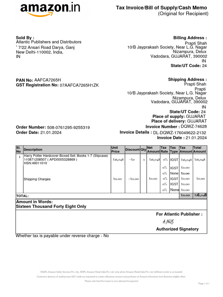 Amazon BP | Download Free PDF | Invoice | Trade