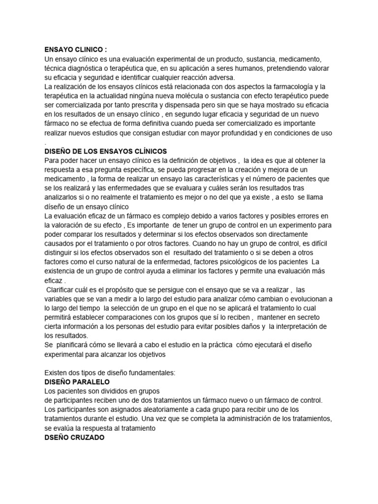 Ensayo Clinico | PDF | Ensayo clínico | Experimentar