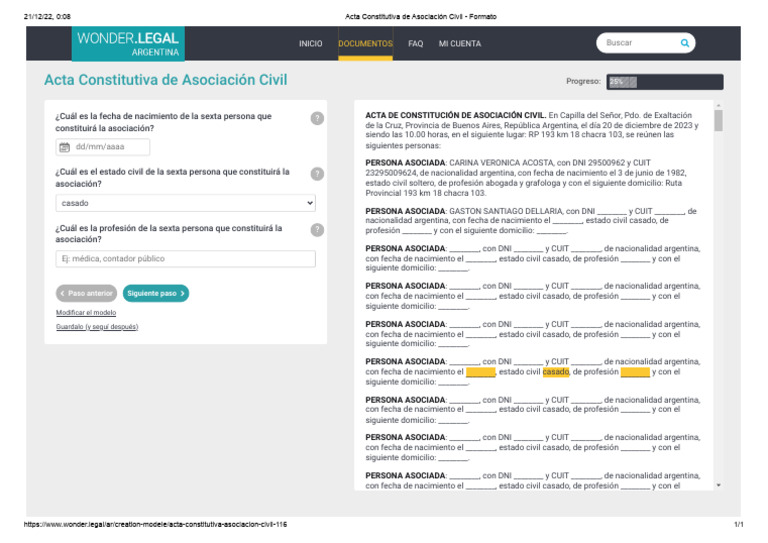 Acta Constitutiva de Asociación Civil - Formato | PDF