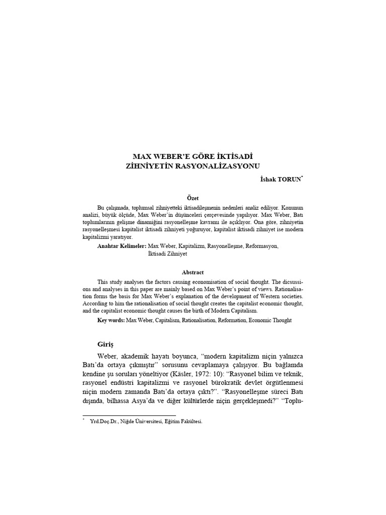 Max Weber - e G - Re - KT - Sad - Z - HN - Yet - N Rasyonal - Zasyonu (#302707) - 289404 | PDF