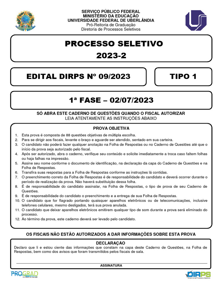 Prova 1 Ufu | PDF | Conhecimento | Tireoide