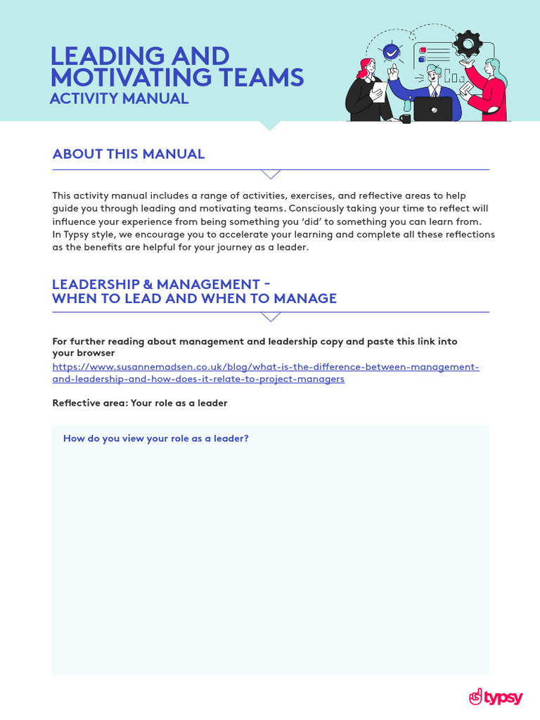 All Lessons - Typsy Leading Teams Activity Manual FA | PDF