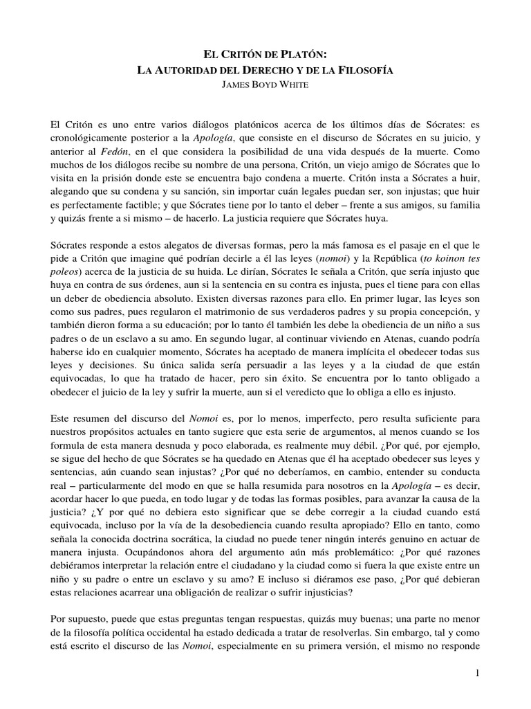 El Critón de Platon | PDF | Sócrates | Platón