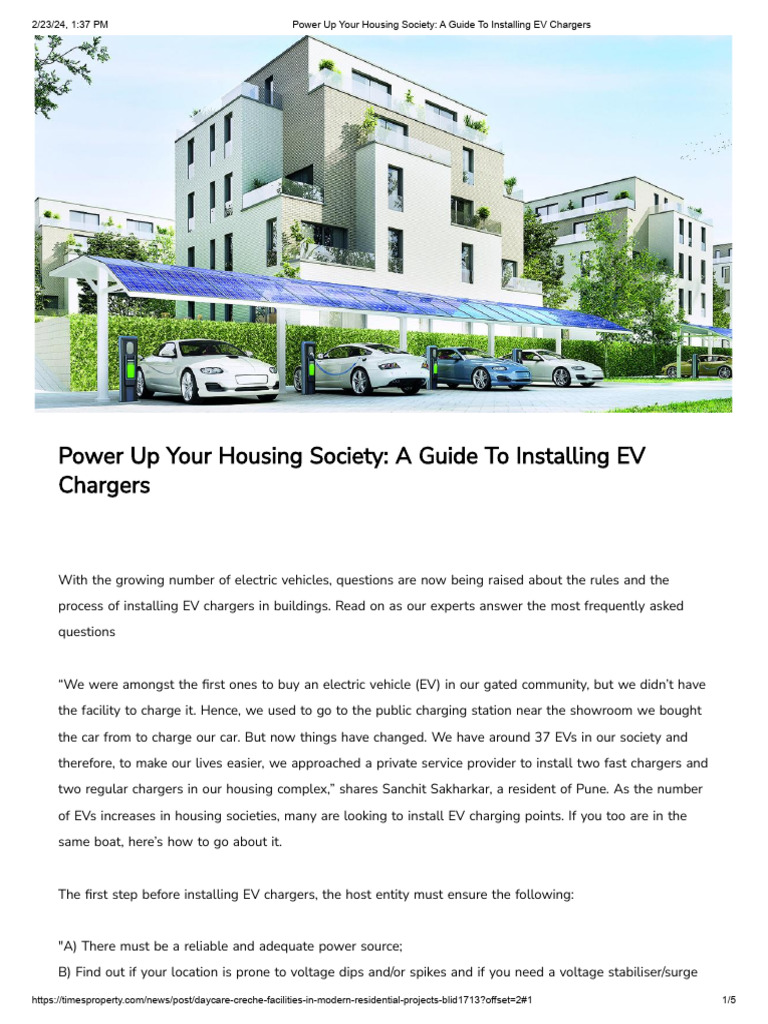 Power Up Your Housing Society - A Guide To Installing EV Chargers | PDF ...