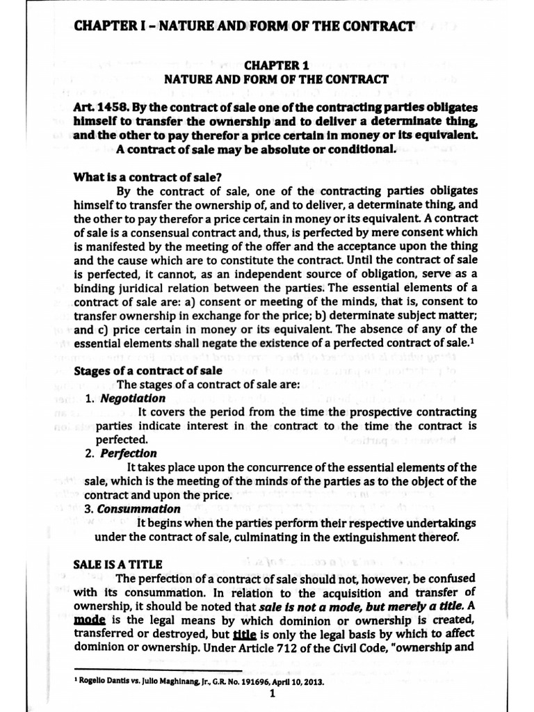 Chapter-1-Nature-Form-Of-Contract Domingo | PDF
