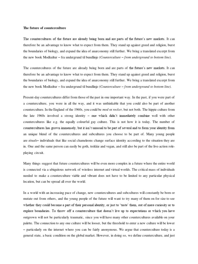 Article Future of Counterculture CT 01 | PDF