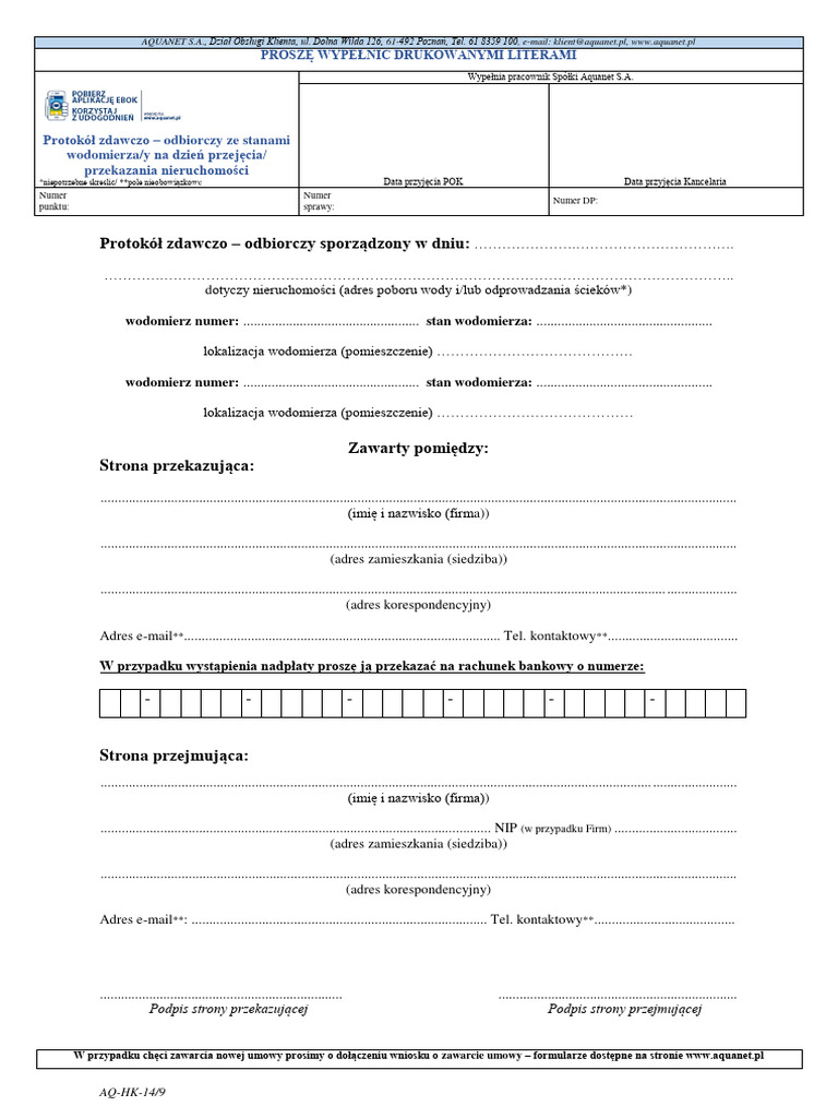 Protokol Zdawczo Odbiorczy Przekazania Nieruchomosci | PDF