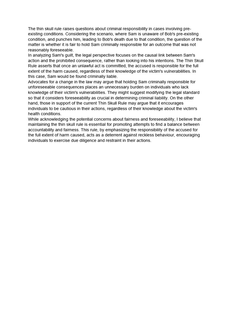 Discussion 2 - Thin Skull Rule | PDF