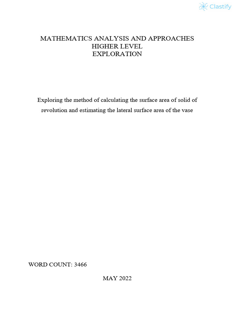 Math AA - Exploring The Method of Calculating The Surface Area of Solid ...