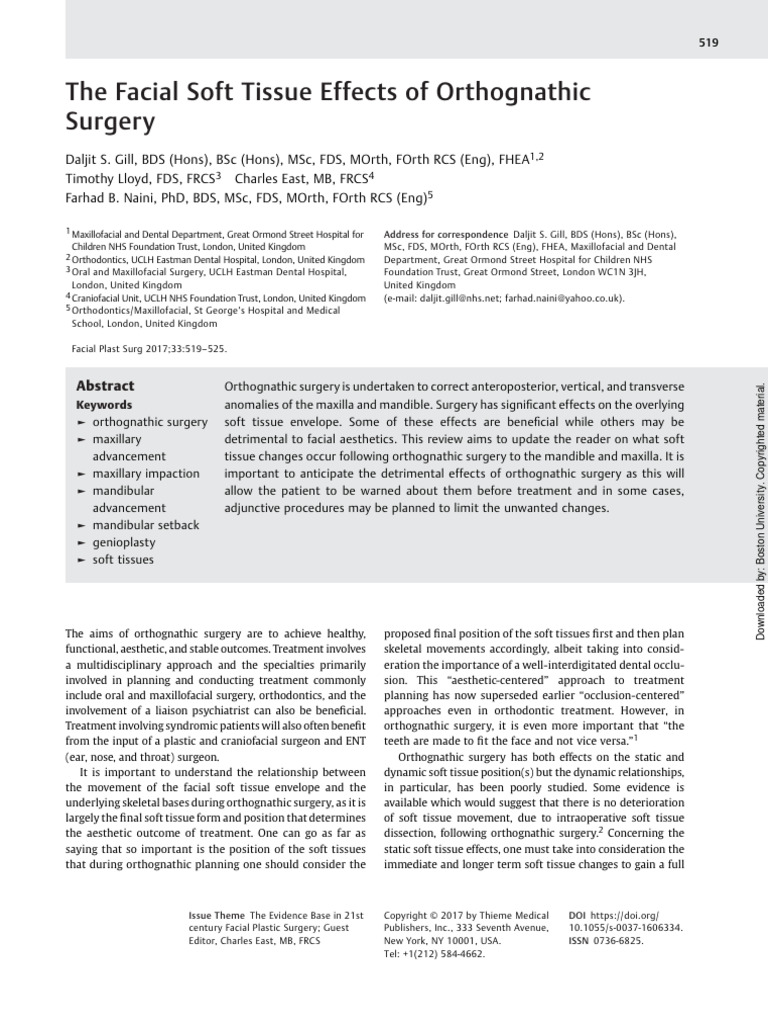 The Facial Soft Tissue Effects of Orthognathic Surgery | PDF | Surgery ...