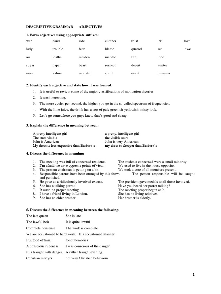 Adjectives 1 | PDF