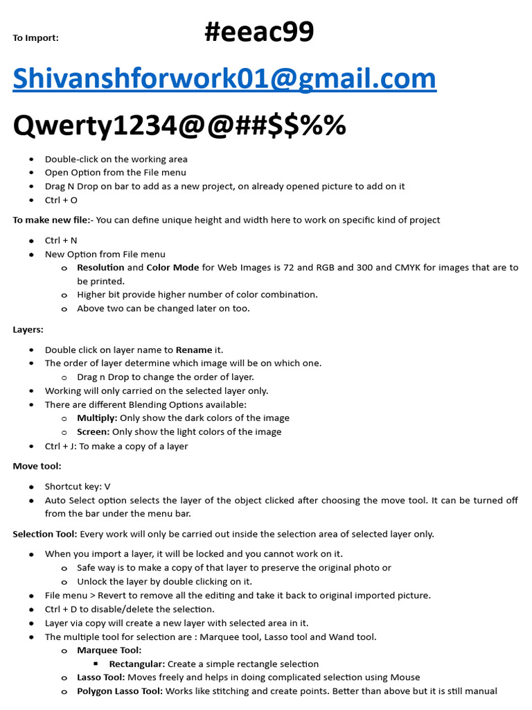 Photoshop Notes | PDF | Adobe Photoshop | Graphics