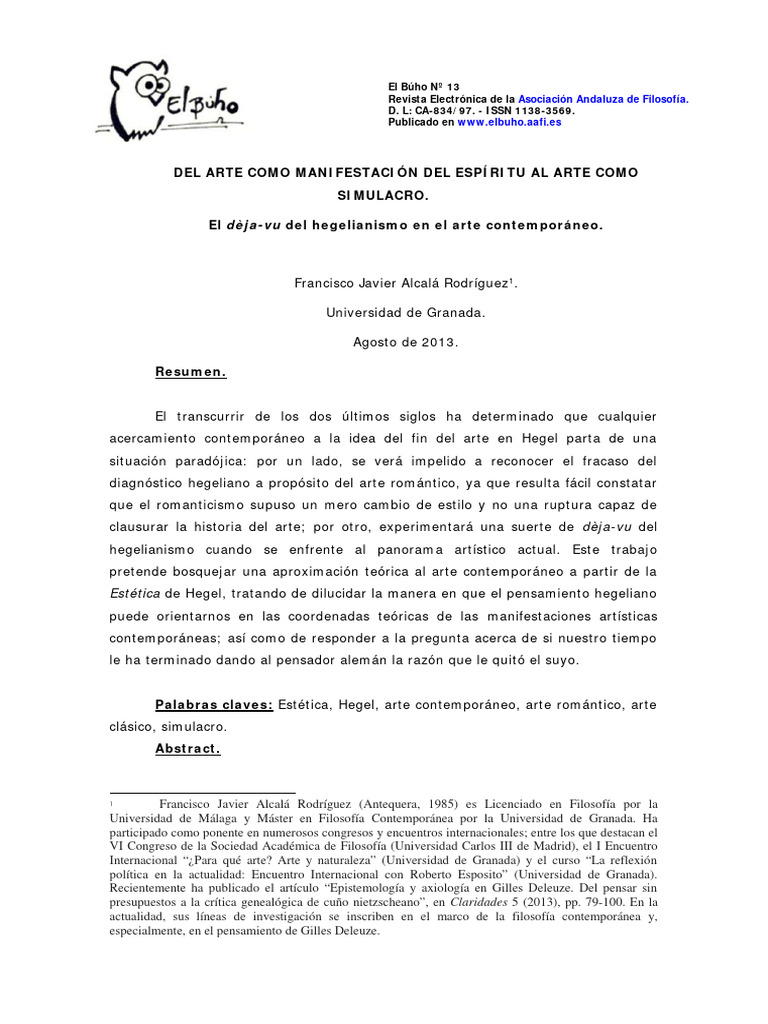 Del Arte Como Manifestacion Del Espiritu Pdf Georg Wilhelm